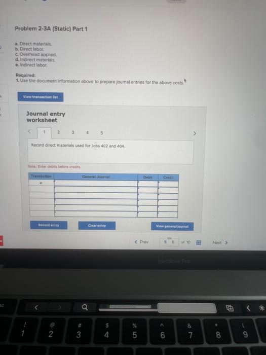 Required Information Problem 2.3A (Static) Computing | Chegg.com