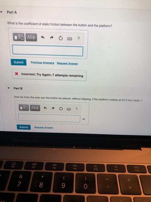 Solved A small button placed on a horizontal rotating | Chegg.com