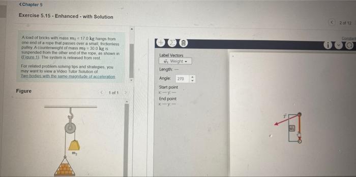Solved A lood of bricks wiln mass 2m1=17.0 kg hangs from dne | Chegg.com