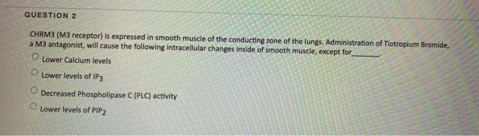 Solved QUESTION 2 CHRM (M3 receptor) is expressed in smooth | Chegg.com