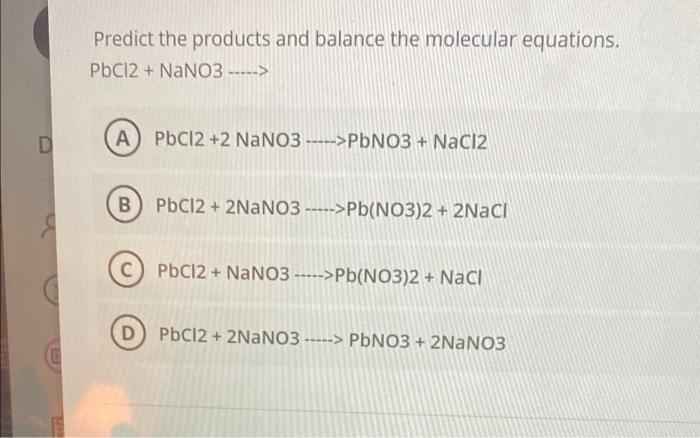 Solved Predict the products and balance the molecular | Chegg.com