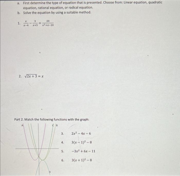 Solved a. First determine the type of equation that is | Chegg.com
