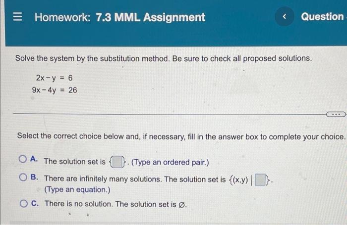 Solved = Homework: 7.3 MML Assignment Question Solve the | Chegg.com