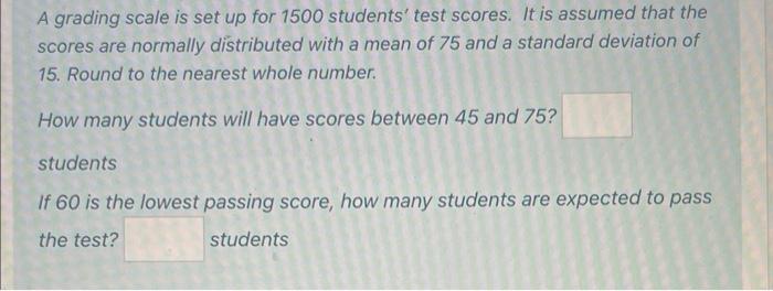 Solved A grading scale is set up for 1500 students' test | Chegg.com