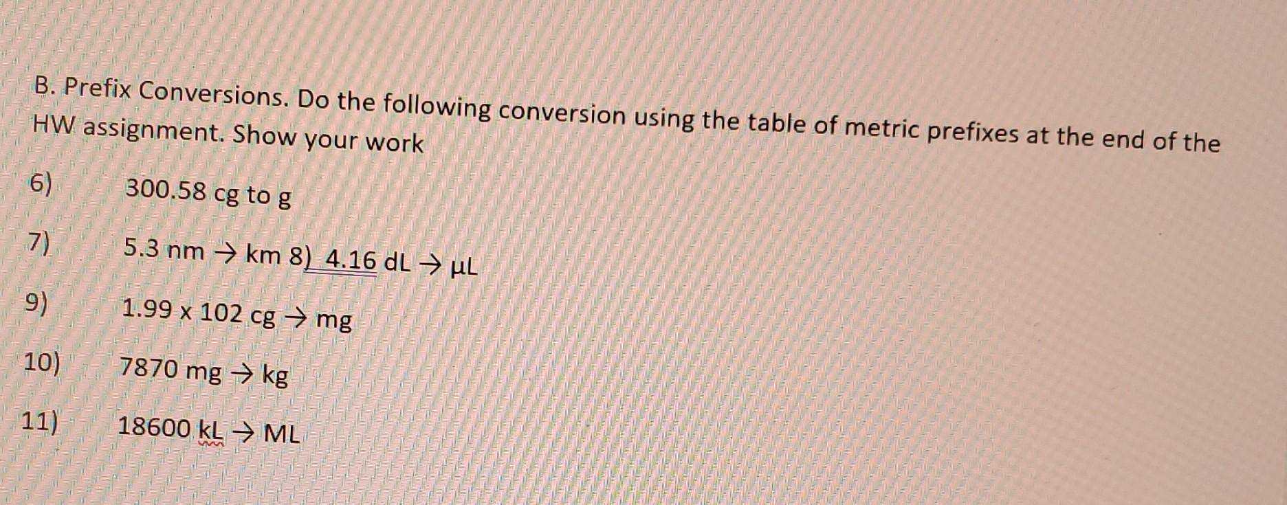 Solved B. Prefix Conversions. Do the following conversion | Chegg.com