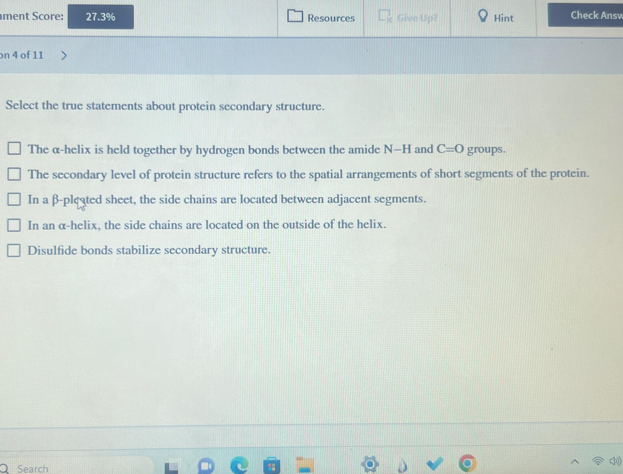 Solved iment Score:ResourcesHintSelect the true statements | Chegg.com