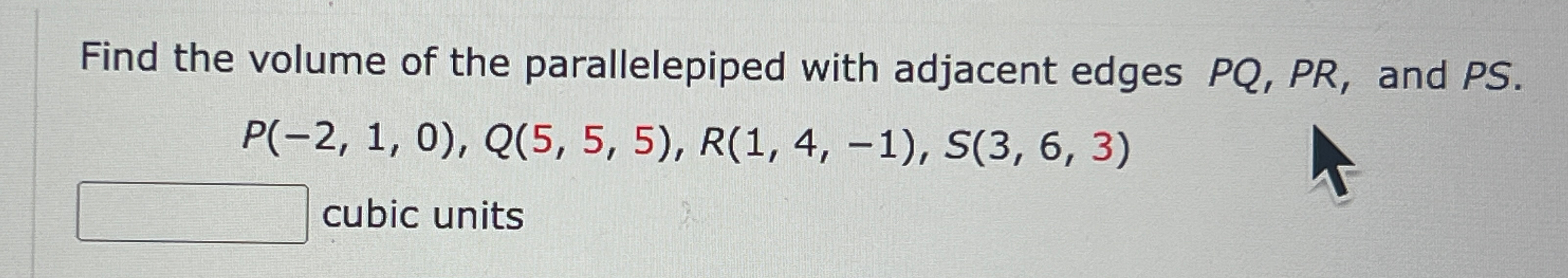 Solved Find the volume of the parallelepiped with adjacent | Chegg.com