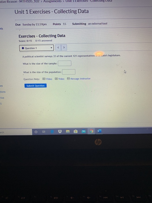 Solved ative Reason - MTH105_102 > Assignments > Unit 1 | Chegg.com