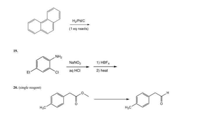 Solved Hz/Pd/C (1 eq reacts) 19 . NH2 NaNO2 aq HCI 1) HBF4 | Chegg.com