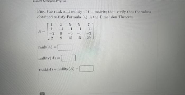 Solved Find the rank and nullity of the matrix; then verify | Chegg.com