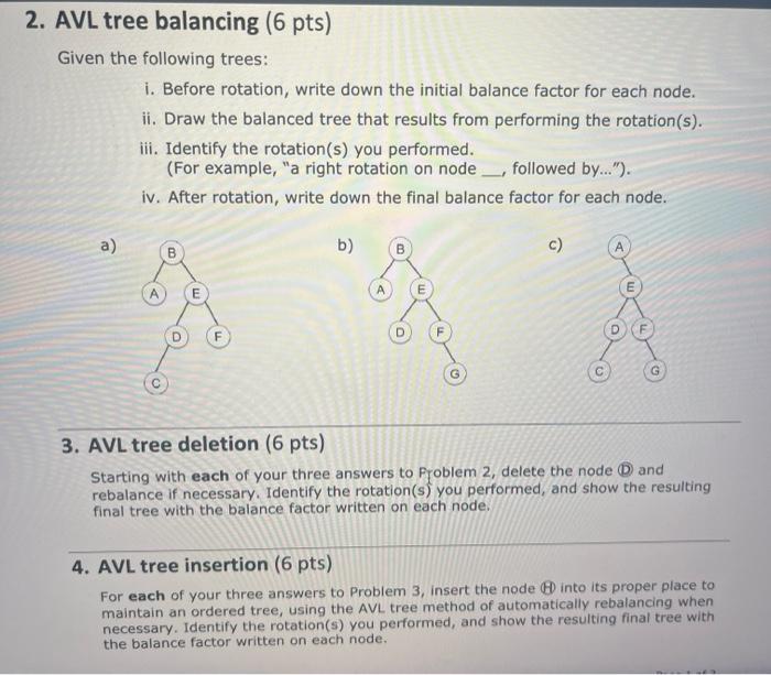 Solved Tree rotations (4 pts) In each of the following | Chegg.com