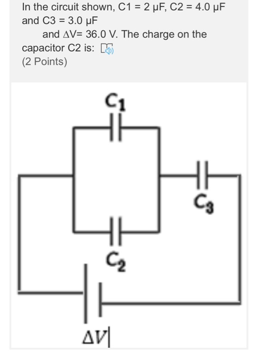 Solved In the circuit shown, C1 = 2 uF, C2 = 4.0 MF and C3 = | Chegg.com