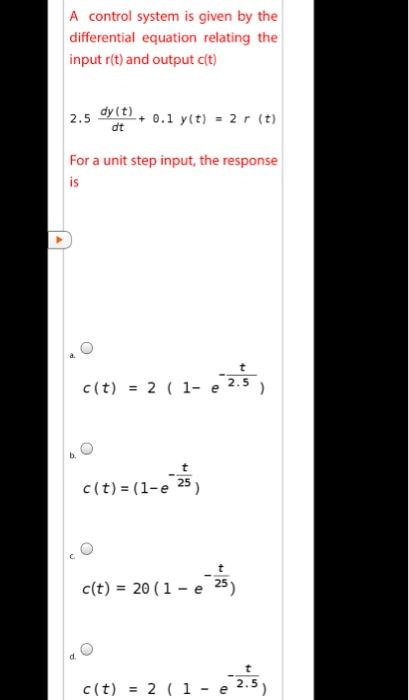 Solved A control system is given by the differential | Chegg.com