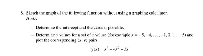 Solved 8 Sketch The Graph Of The Following Function Without 