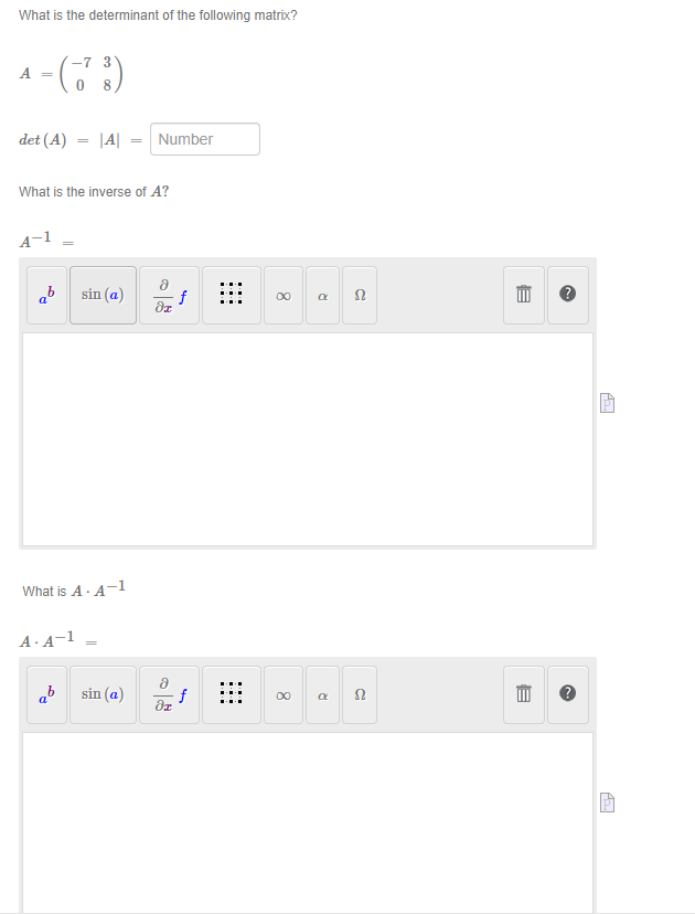 Solved What is the determinant of the following | Chegg.com