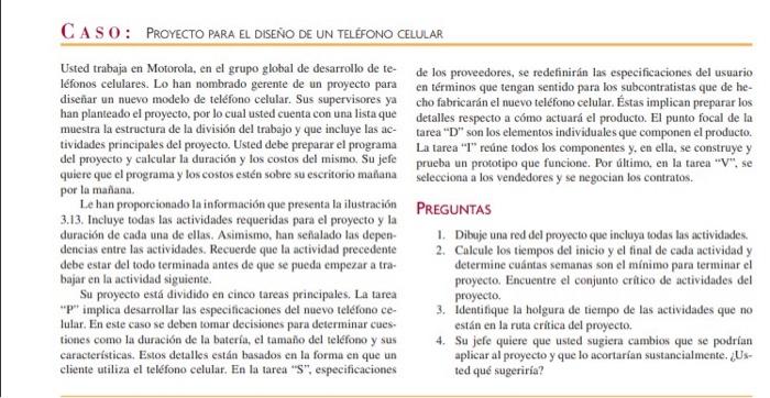 C a S O : Provecto para el diseño de un teléfono | Chegg.com