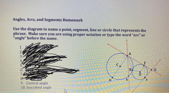 Solved Angles, Arcs, and Segments Homework Use the diagram | Chegg.com