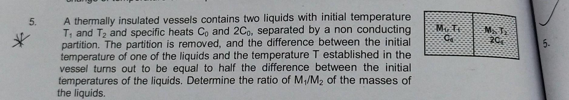 Solved A thermally insulated vessels contains two liquids | Chegg.com
