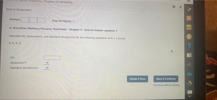 Solved et problems Chapter 04 Variability Back to Assignment | Chegg.com