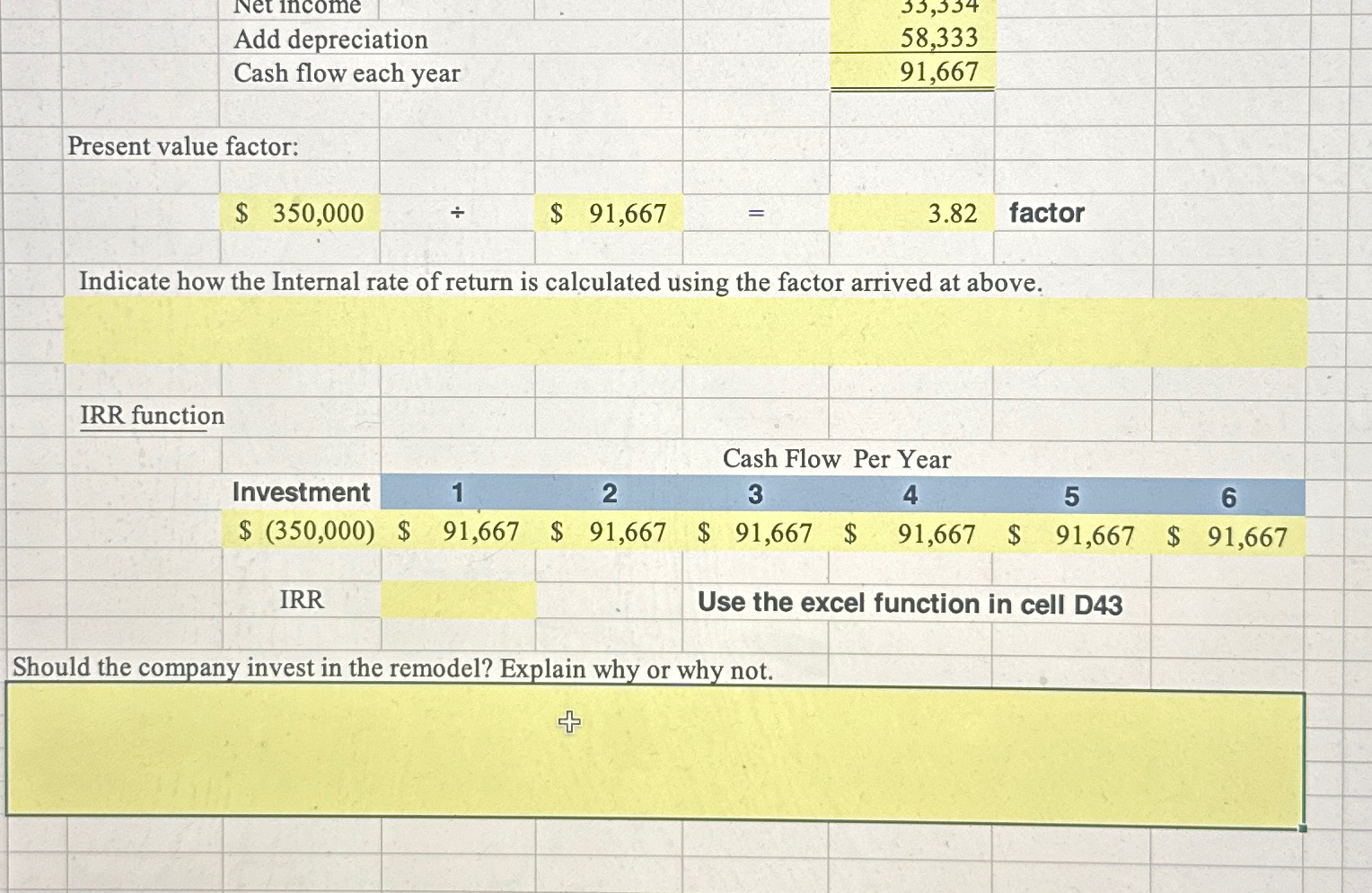 Solved Present value factor:$350,000$ | Chegg.com