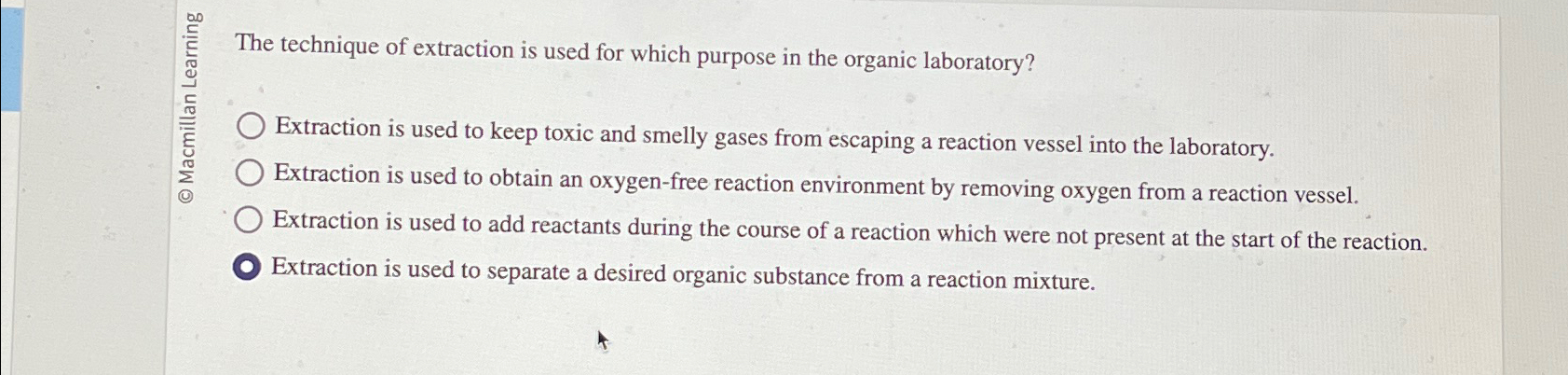Solved The technique of extraction is used for which purpose | Chegg.com