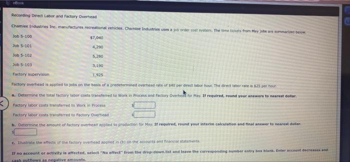 Solved Book Recording Direct Labor and Factory Overhead | Chegg.com