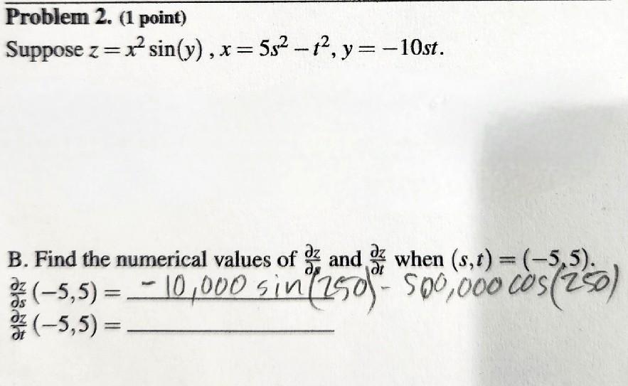Solved Problem 2. (1 point) Suppose | Chegg.com Solved Problem 2. (1 point) Suppose | Chegg.com