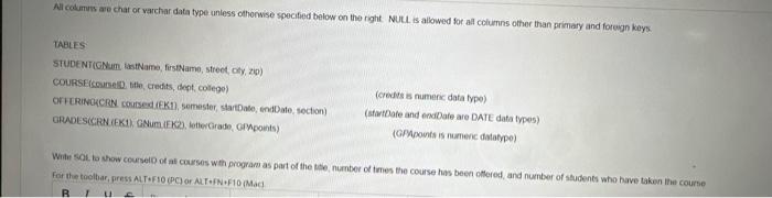 Solved A table STUDENT already exists with all columns but | Chegg.com