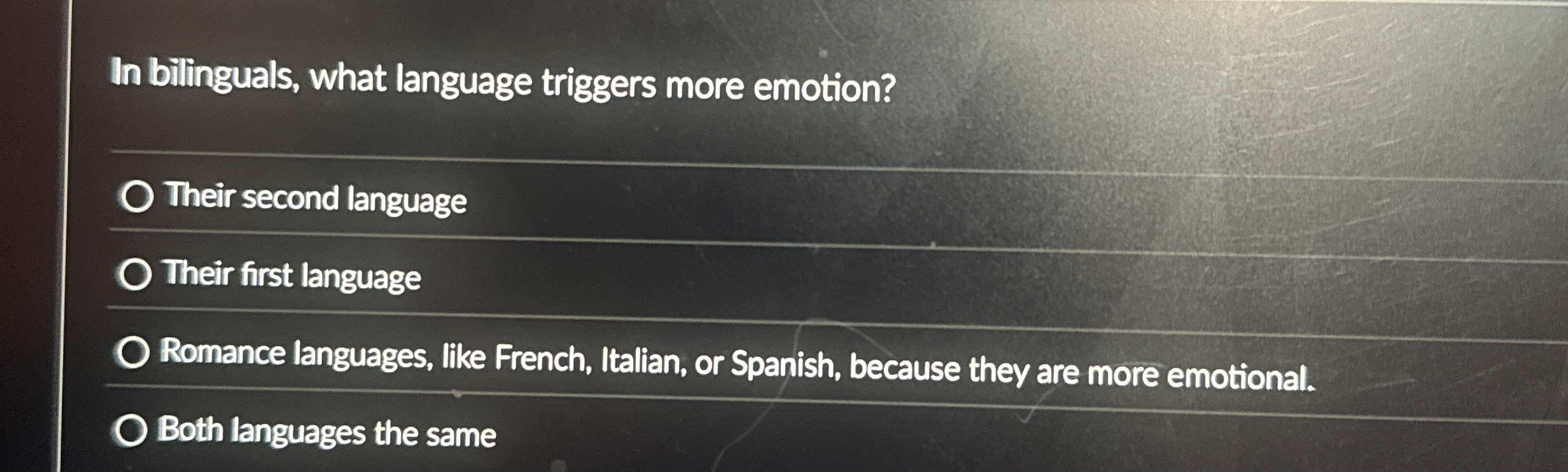 Solved In bilinguals, what language triggers more | Chegg.com
