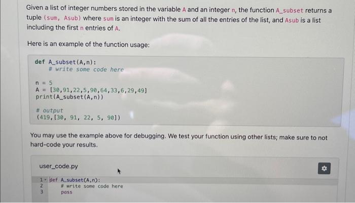 Solved Given a list of integer numbers stored in the | Chegg.com