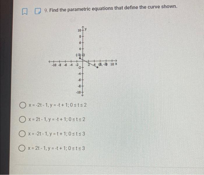 Solved 9. Find the parametric equations that define the | Chegg.com