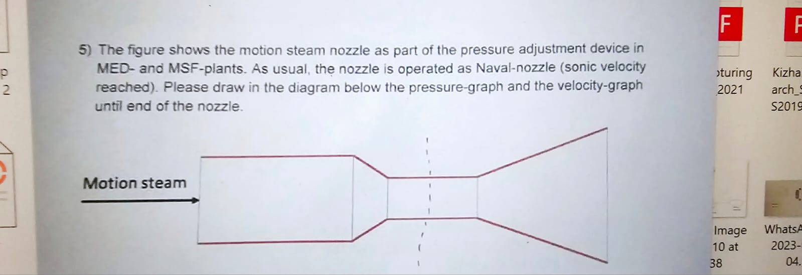 Solved The figure shows the motion steam nozzle as part of | Chegg.com