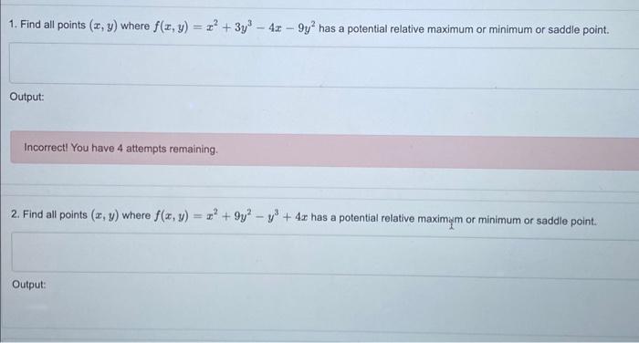 Solved find the points that has a potential relative maximum | Chegg.com