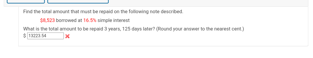 Solved Find the total amount that must be repaid on the | Chegg.com