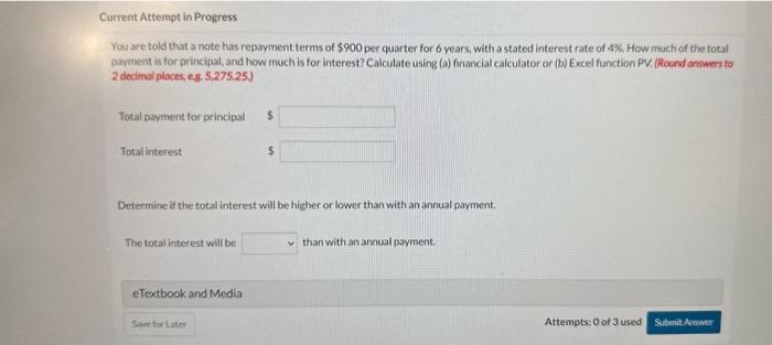 Solved You are told that a note has repayment terms of $900 | Chegg.com