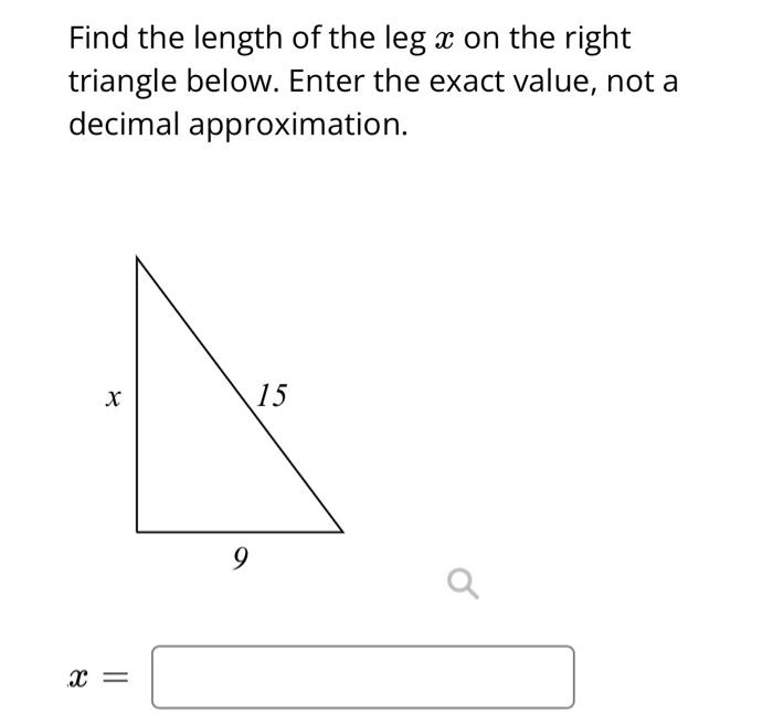 Solved Find the length of the hypotenuse of the given right | Chegg.com