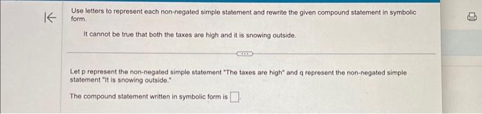 Solved Use letters to represent each non-negated simple | Chegg.com