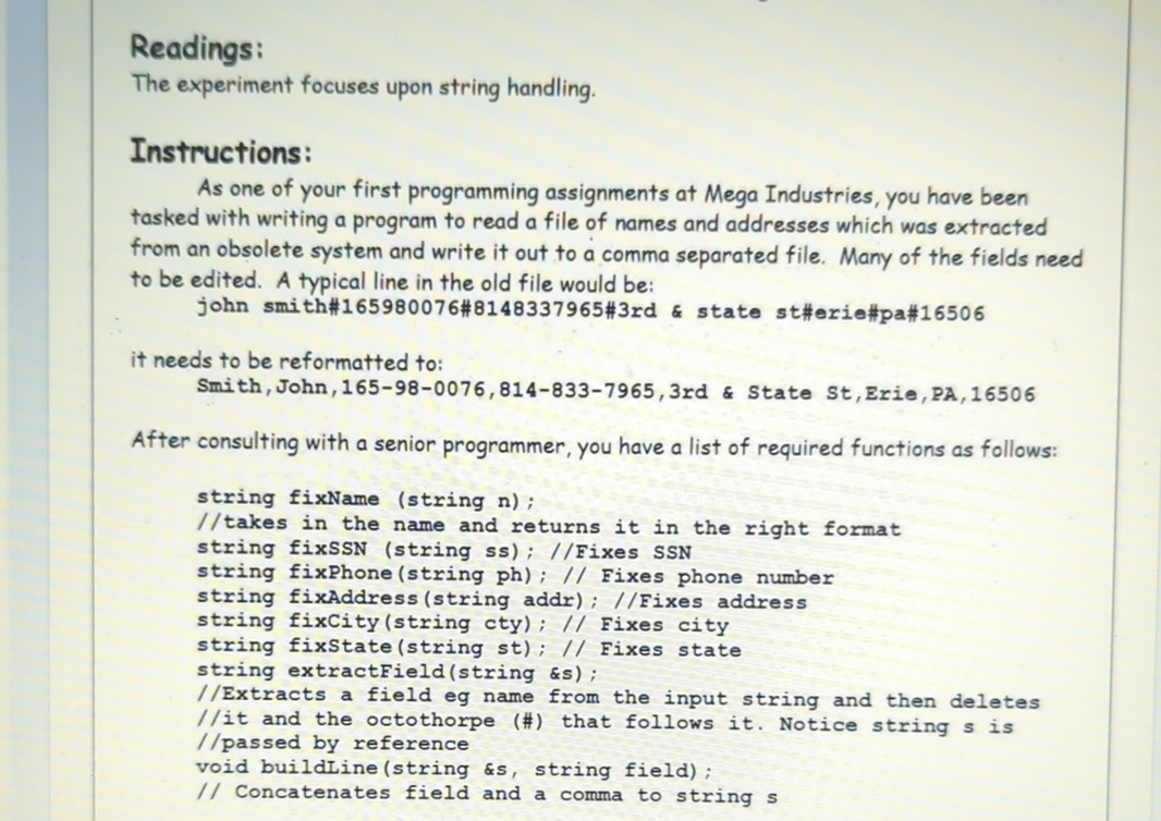 Solved Readings:The experiment focuses upon string | Chegg.com