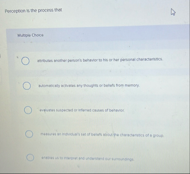 Solved Perception is the process thatMultiple | Chegg.com