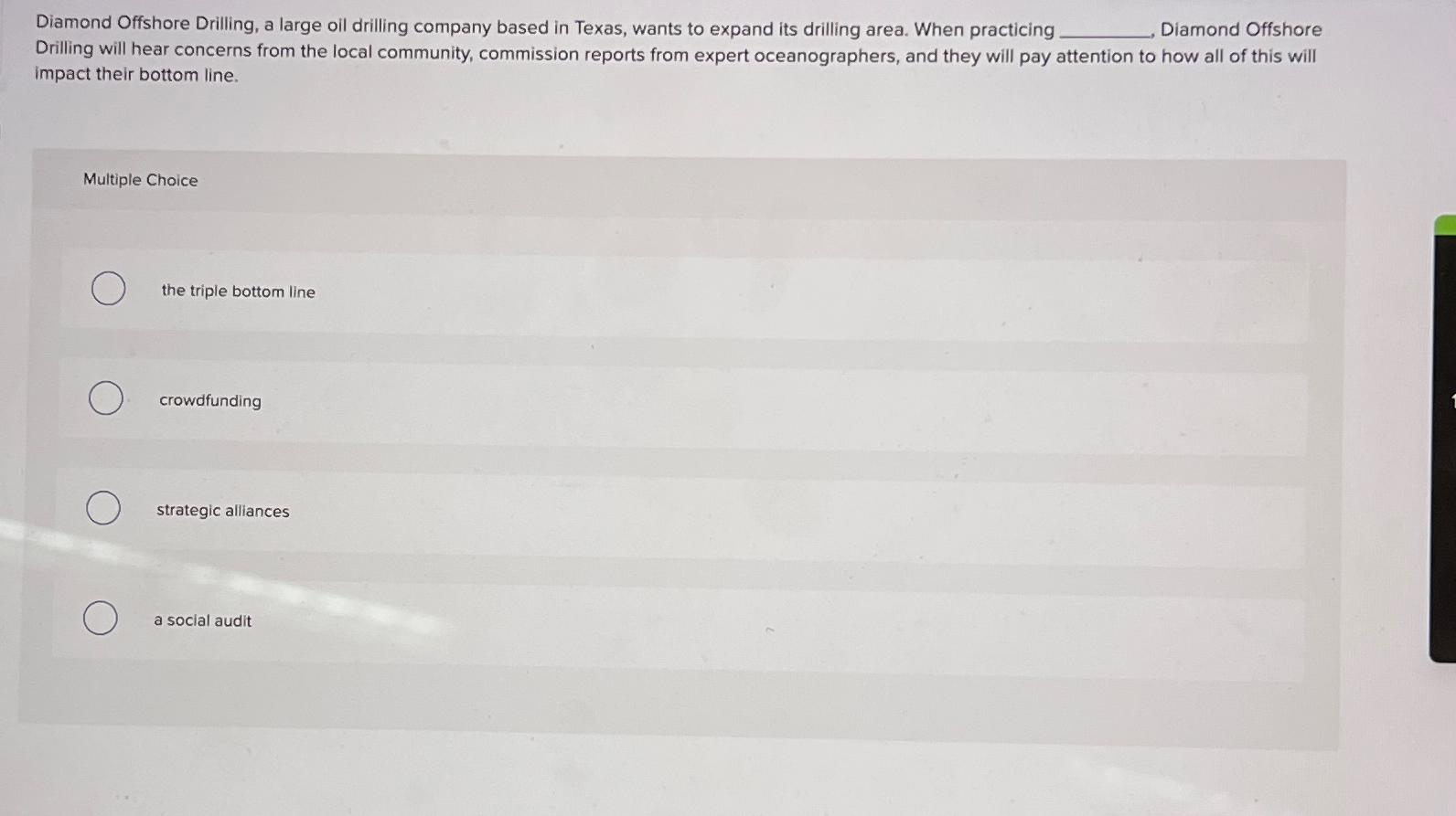 Solved Diamond Offshore Drilling, a large oil drilling | Chegg.com