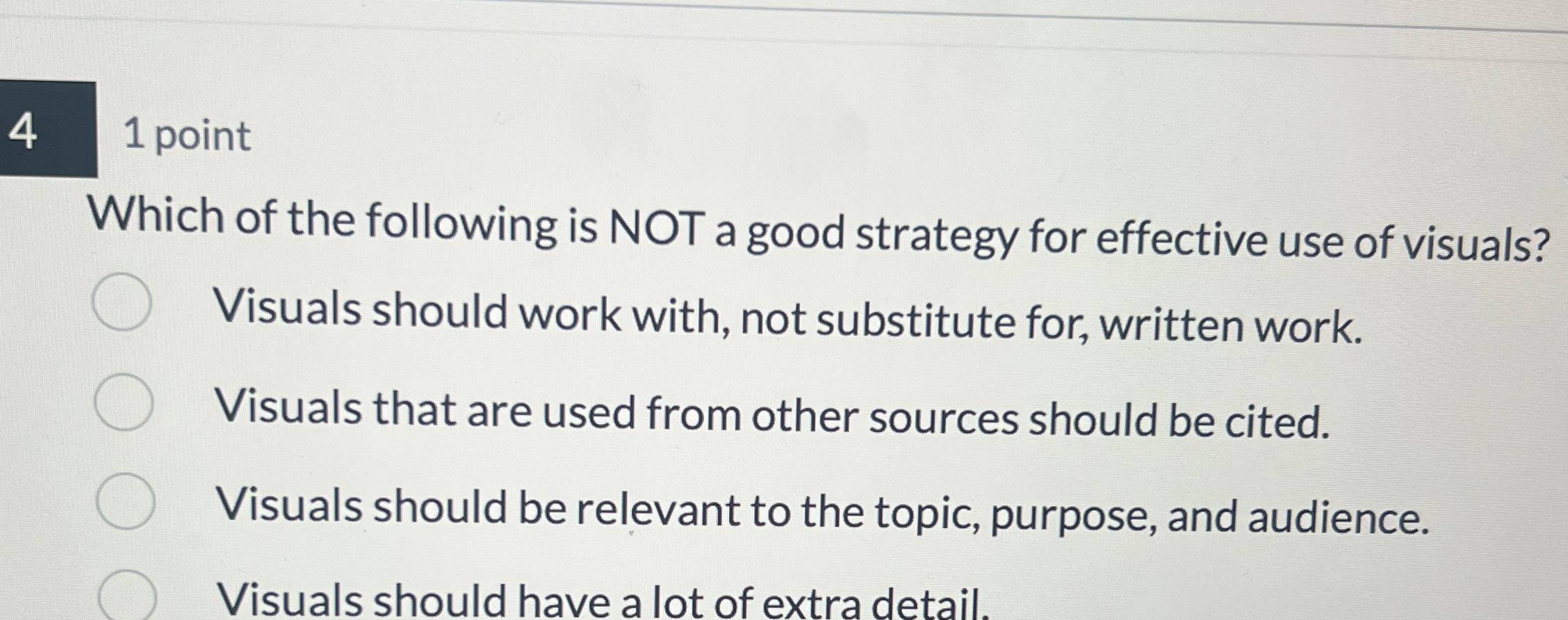 Solved 1 ﻿pointWhich of the following is NOT a good strategy | Chegg.com