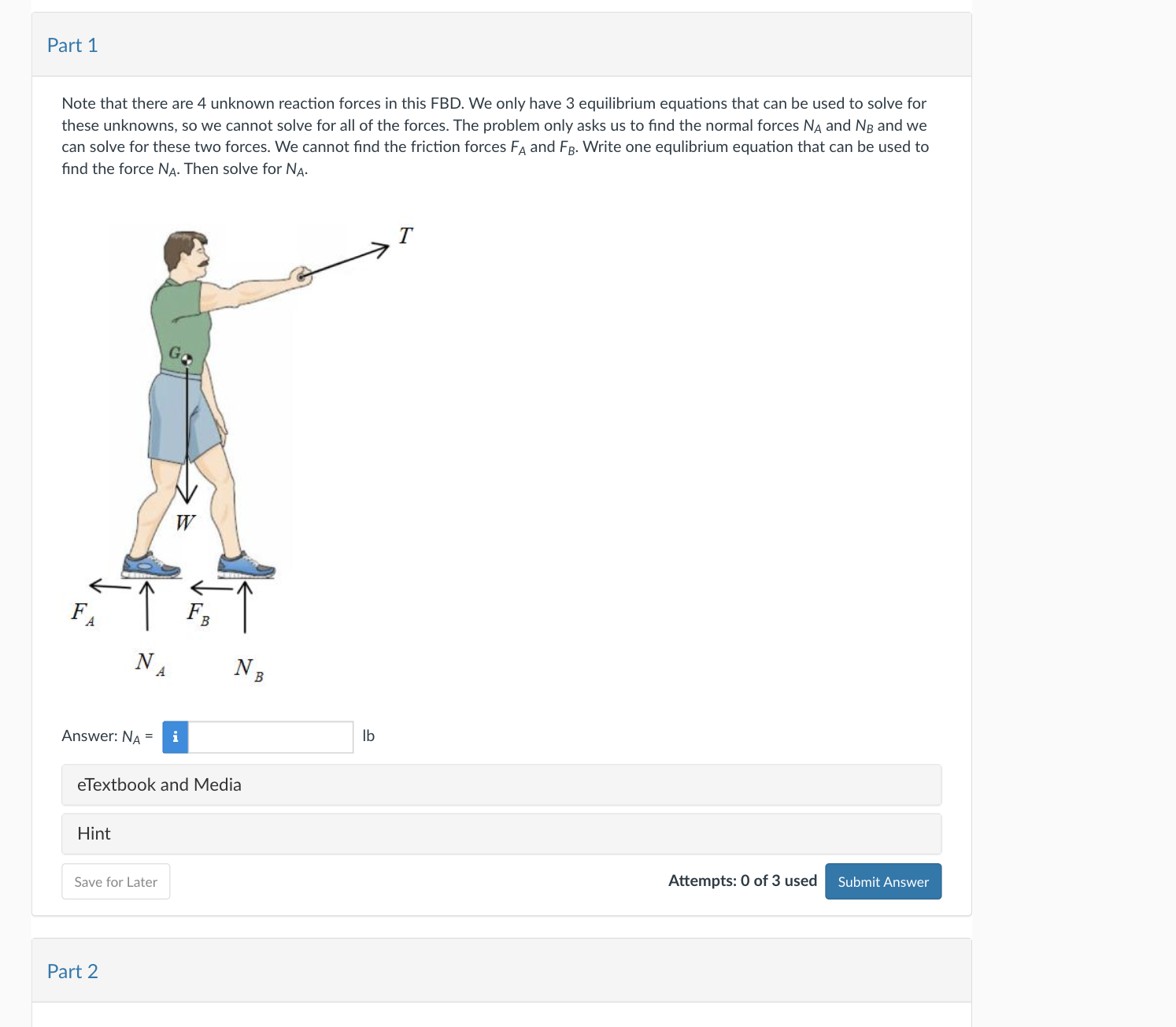 Solved Part 1Note that there are 4 ﻿unknown reaction forces | Chegg.com
