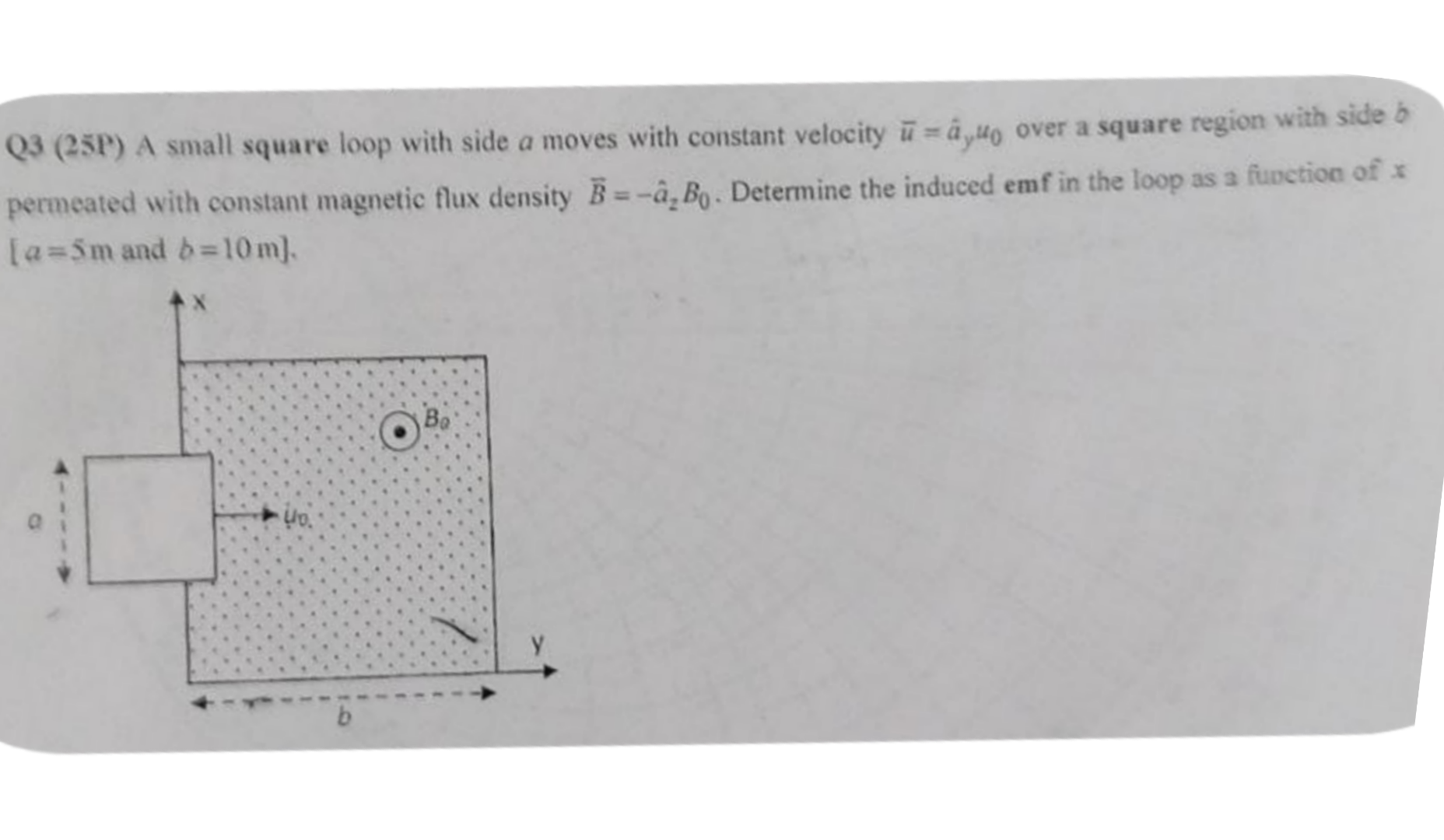 Solved Q3 (25P) ﻿A small square loop with side a moves with | Chegg.com
