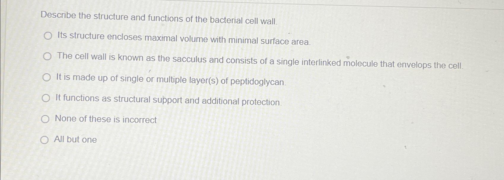 Solved Describe the structure and functions of the bacterial | Chegg.com