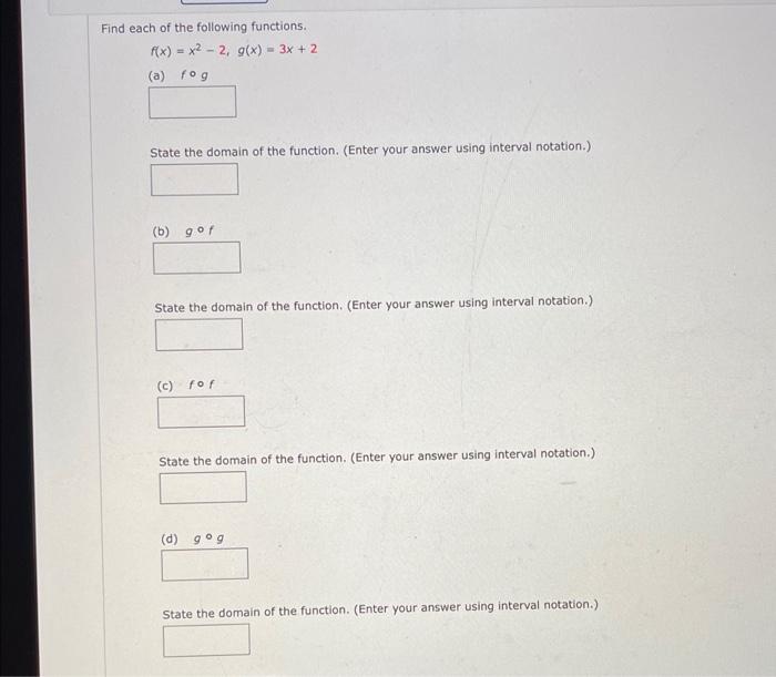 Solved Find each of the following functions. | Chegg.com