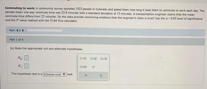 Solved Commuting to work: A community survey sampled 1923 | Chegg.com