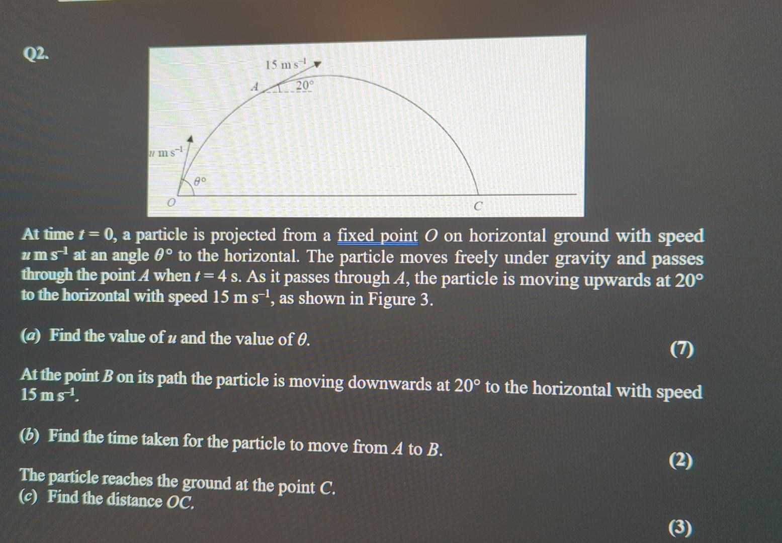 Solved At time t=0, a particle is projected from a fixed | Chegg.com