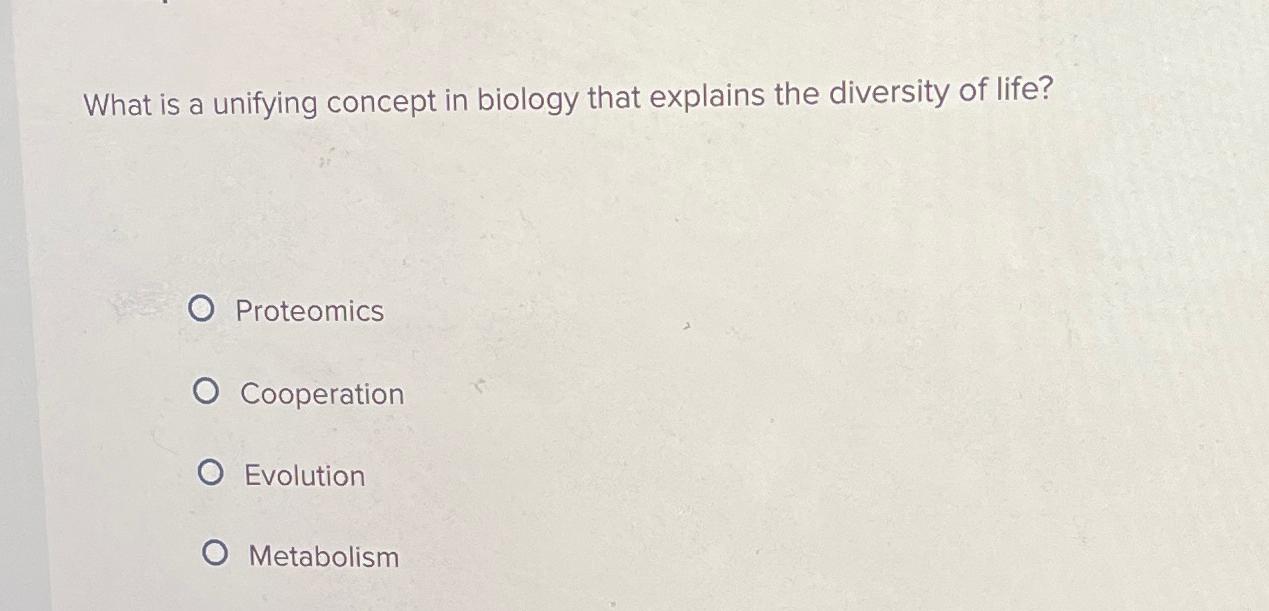Solved What is a unifying concept in biology that explains | Chegg.com