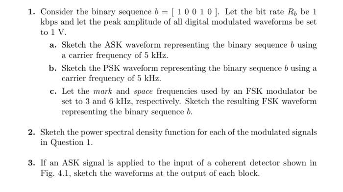 Solved B.1 A coherent detector for ASK and PSK signals is | Chegg.com