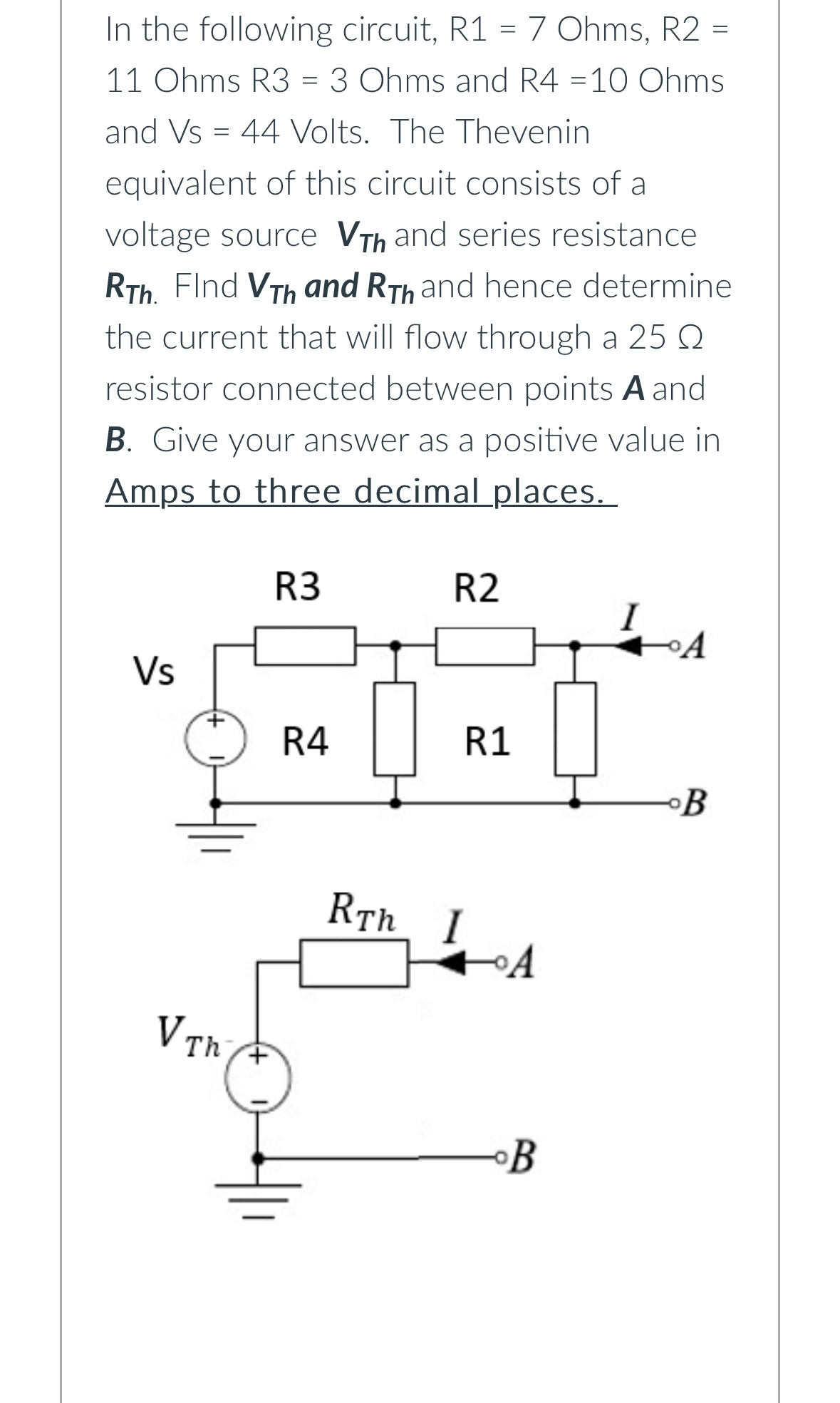 Solved In the following circuit, R1 = 7 ﻿Ohms, R2 = 11Ohms | Chegg.com